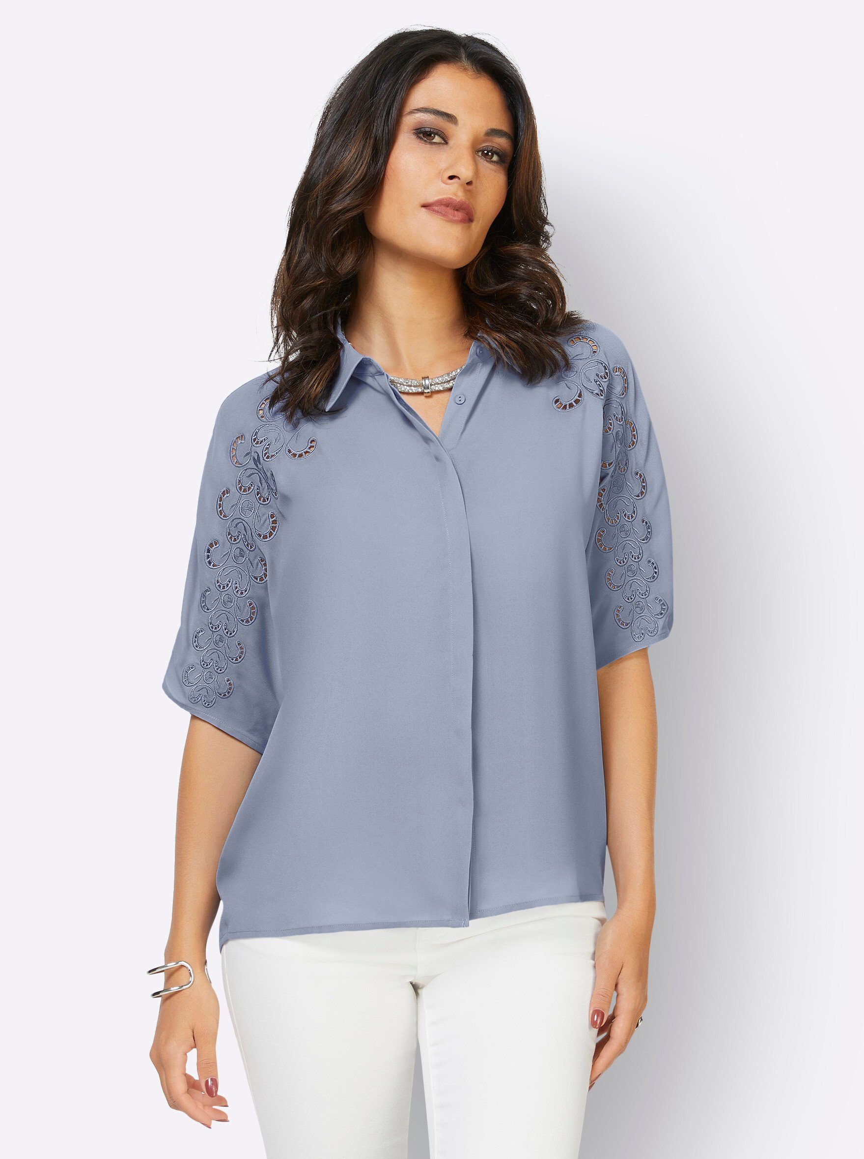 Creation L Klassische Bluse Bluse Mit Aufwendiger Madeira Stickerei