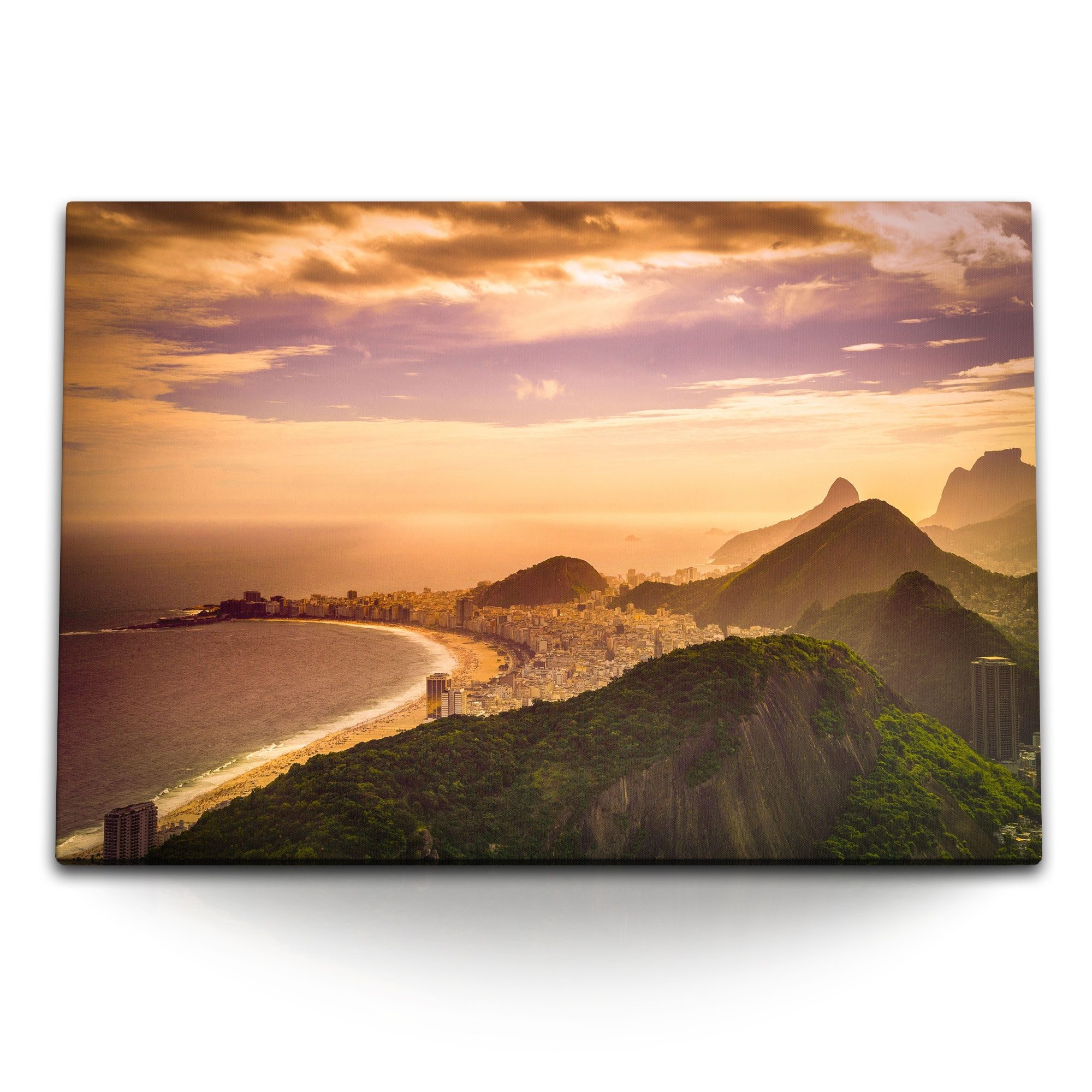 Sinus Art Leinwandbild 120x80cm Wandbild auf Leinwand Brasilien Rio de Janeiro Berge Sonnenun ...