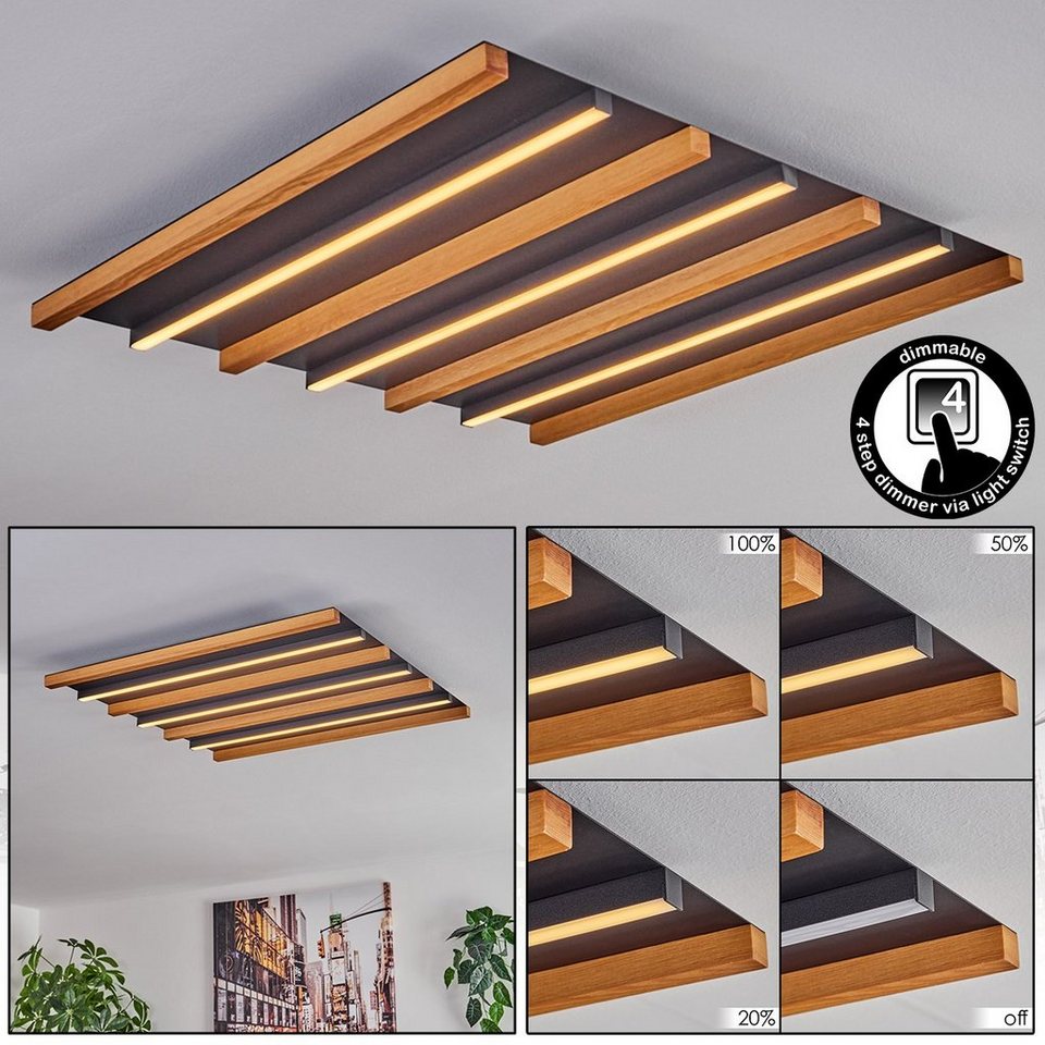 Hofstein Deckenleuchte Dimmbare Deckenlampe Aus Metallholzkunststoff