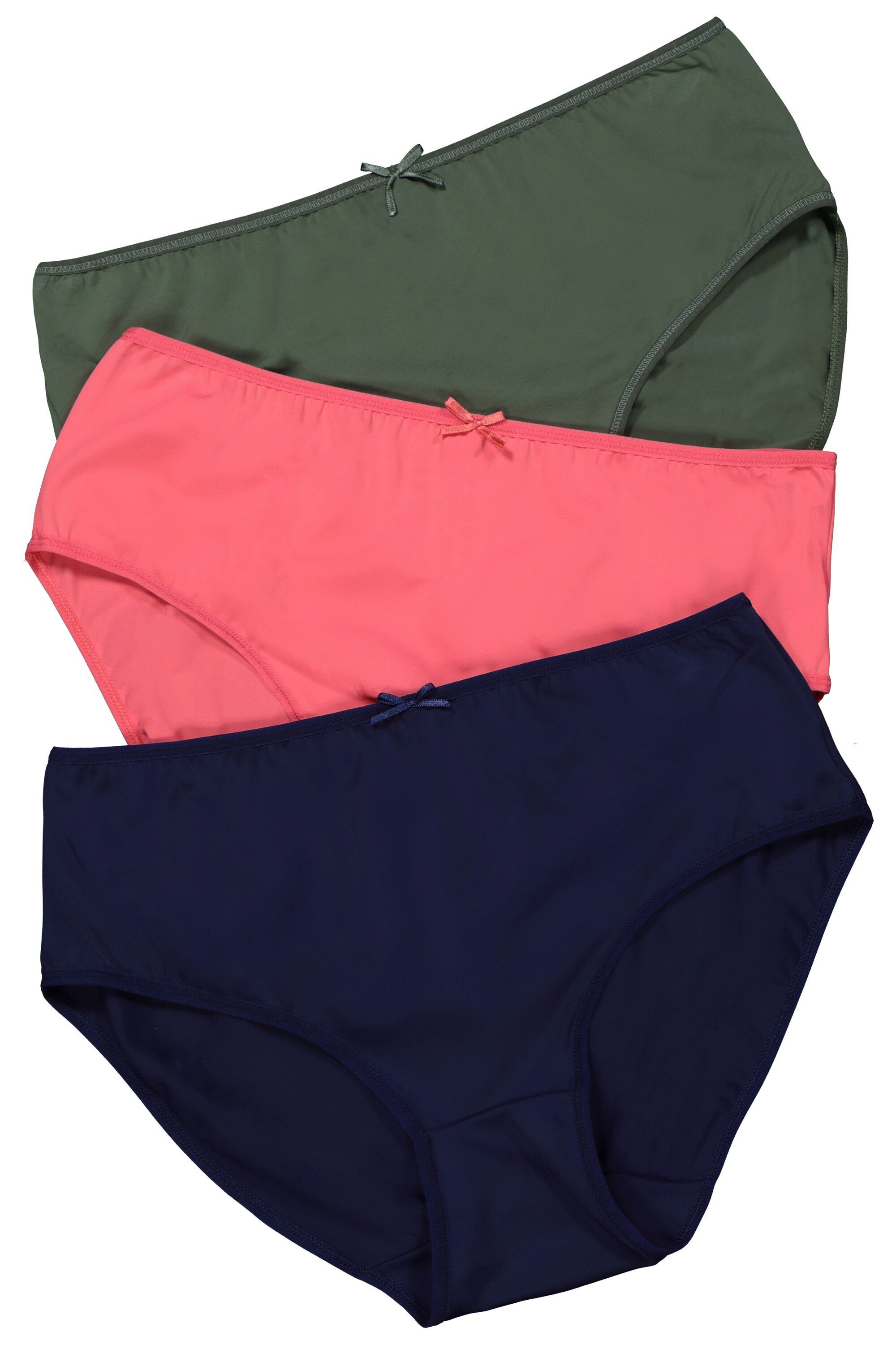 Ulla Popken Slip Slips 3er-Pack Mikrofaser, vorne mit kleiner Zierschleife