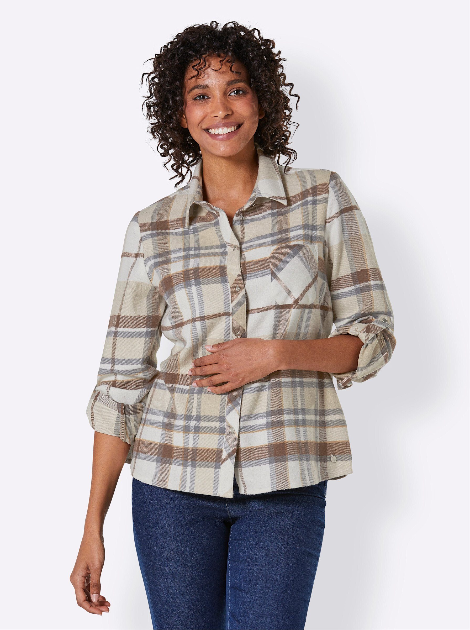 creation L Klassische Bluse Woll-Flanell-Bluse