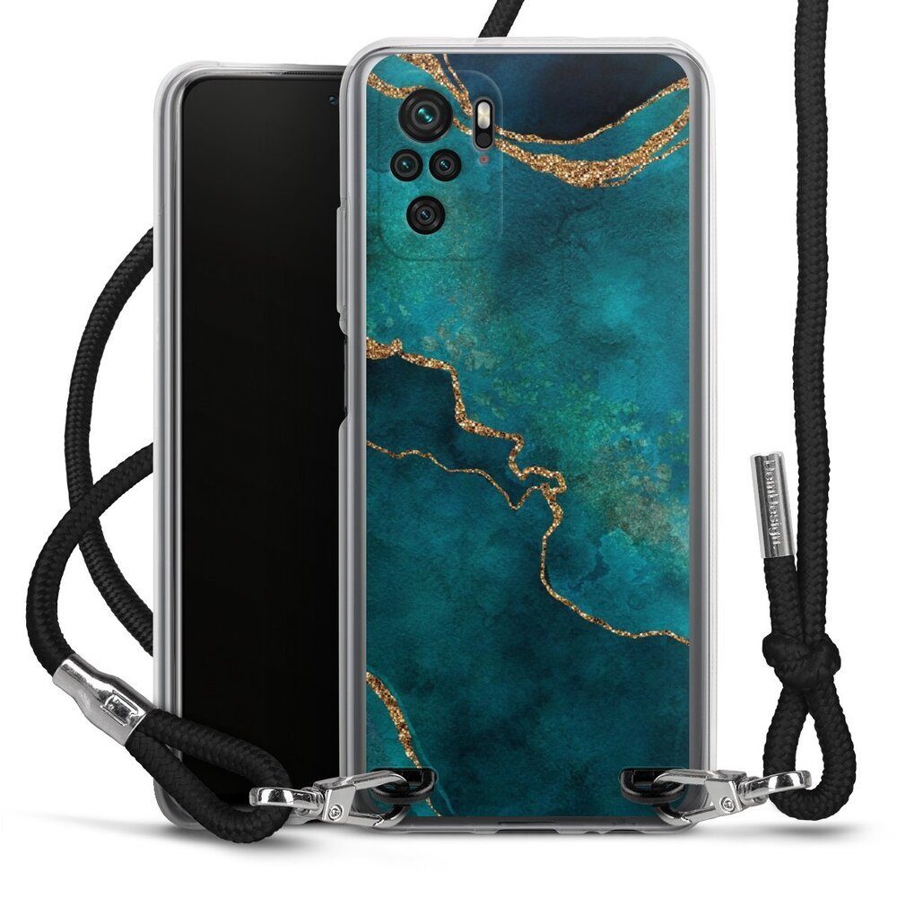 Deindesign Handyhülle Glitzer Look Marmor Kunst Gemstone Glamour Teal