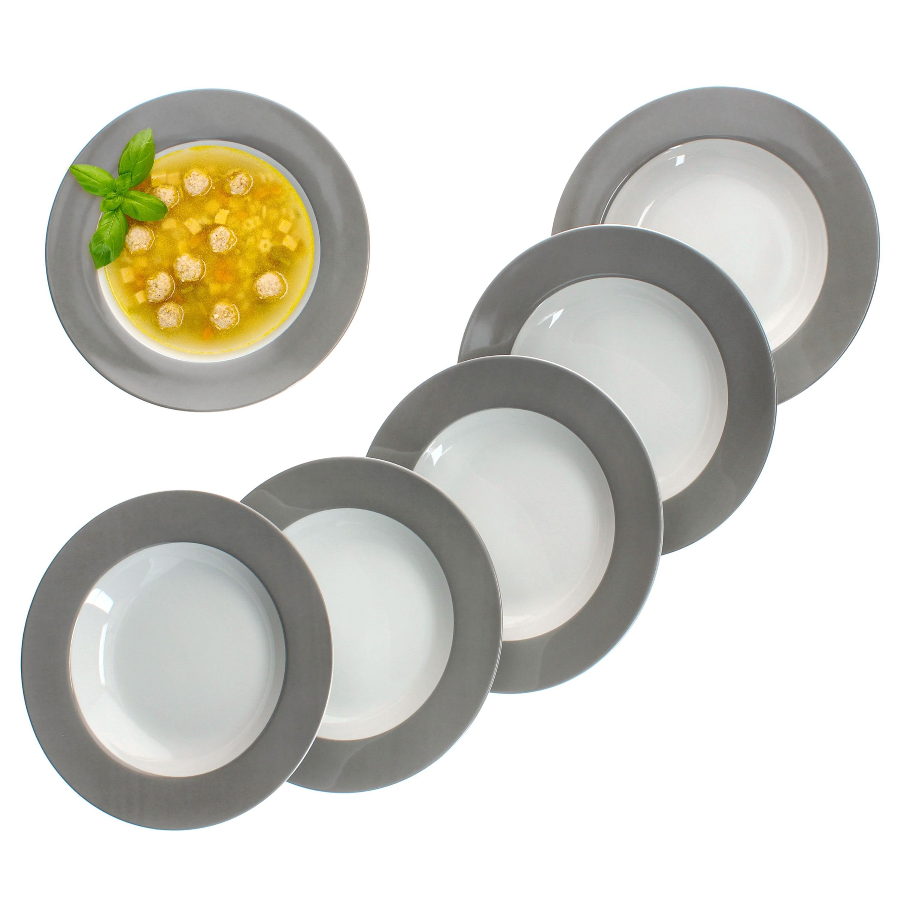 Mambocat Suppenteller Mambocat 6er Set Variant Grau Suppenteller Ø 215 Cm