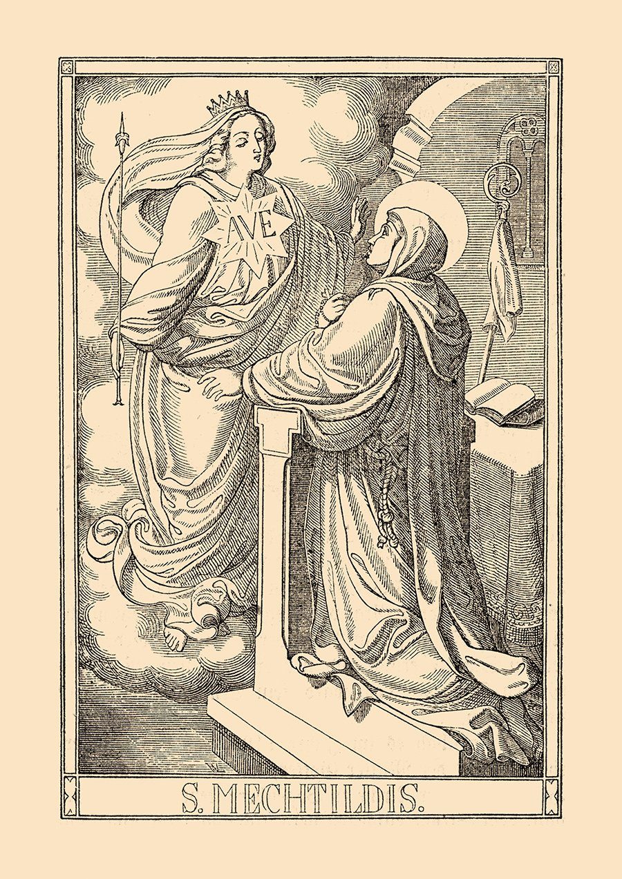 Kunstdruck Die heilige Mechthildis Dießen Gewitter Holzstich Sankt A4 1018, (1 St)