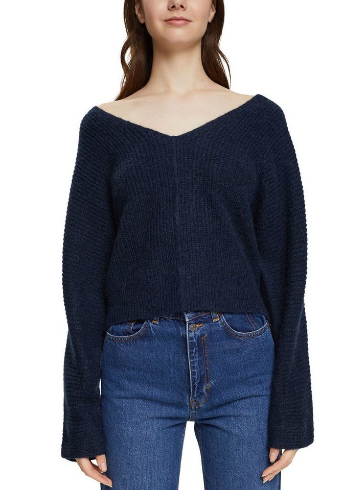 Esprit V Ausschnitt Pullover Mit Fledermausärmeln Verkürzte Passform