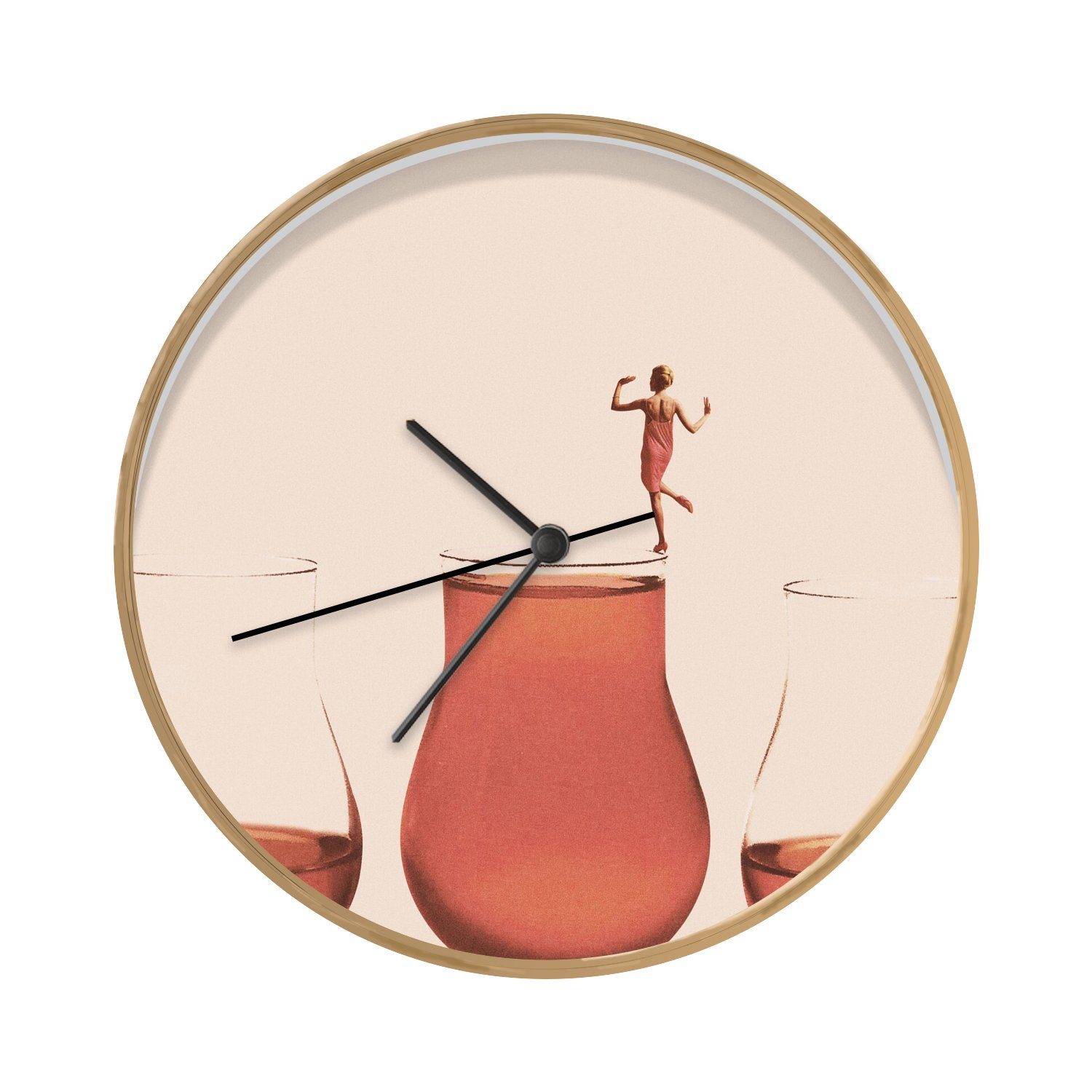 Muchowow Wanduhr Vintage Frau Glas Pastell Abstrakt Uhrwerk