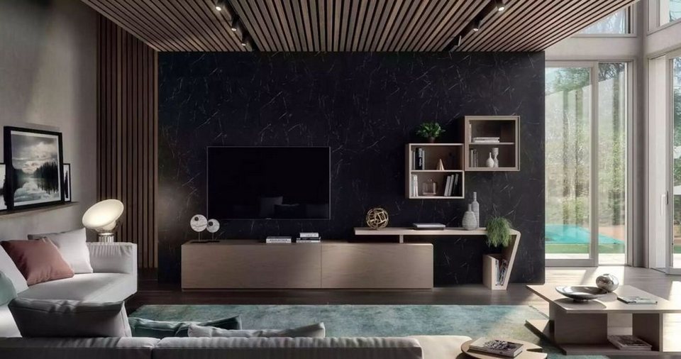 Jvmoebel Wohnwand Wohnzimmer Modern Anbauwand Schrankwand Braun