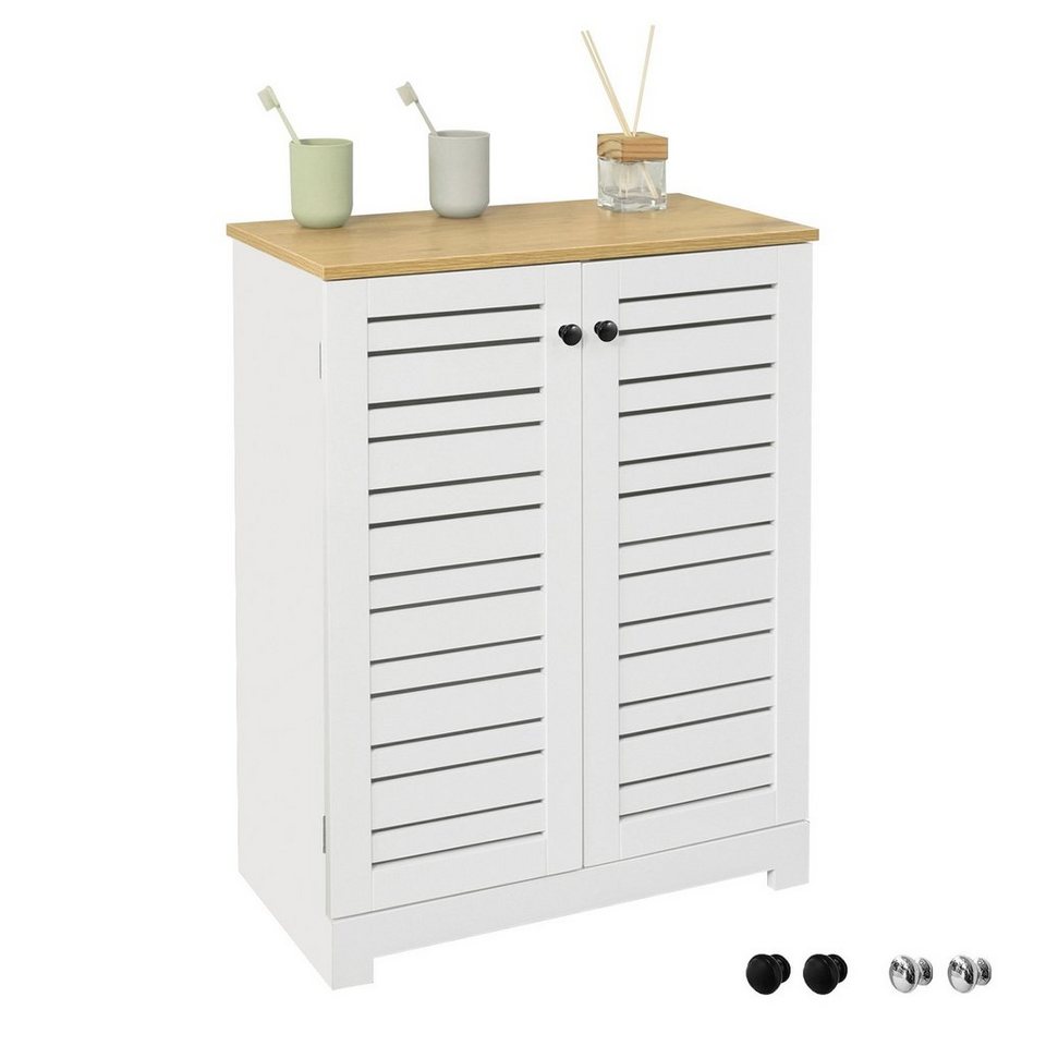 Sobuy Midischrank Bzr41 Badkommode Badschrank Mit Lamellentüren