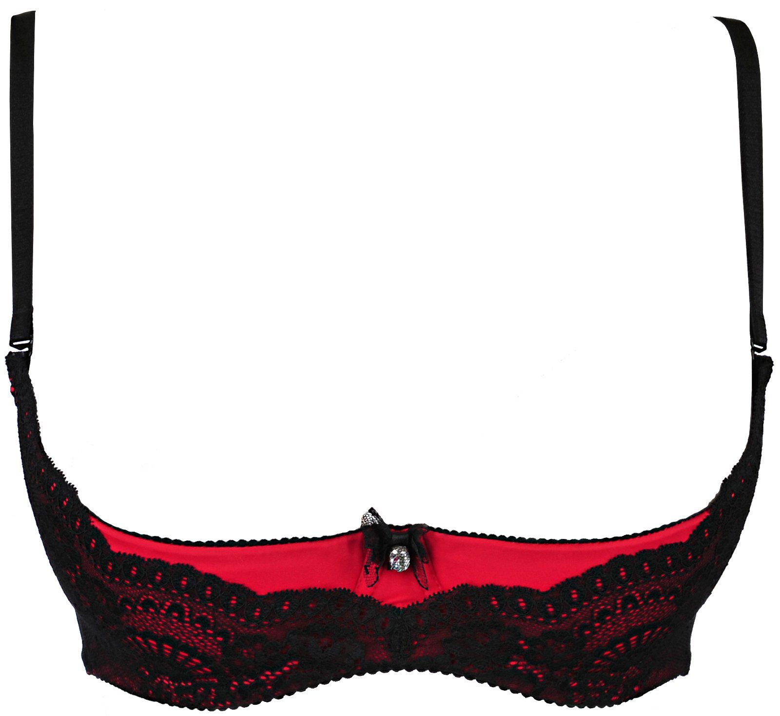 Axami Ouvert-BH Offener BH schwarz-rot mit Spitze brustfrei mit ...