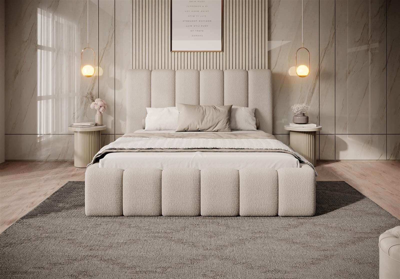 Vivente Möbel Polsterbett Monolith Kuschelstoff Abriamo Bettkasten