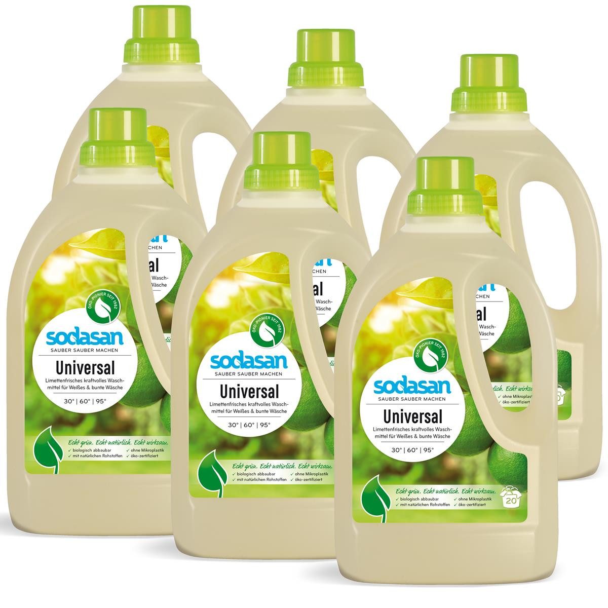 Sodasan Sodasan Universal Waschmittel Limette 1,5L (6er Pack) Colorwaschmittel