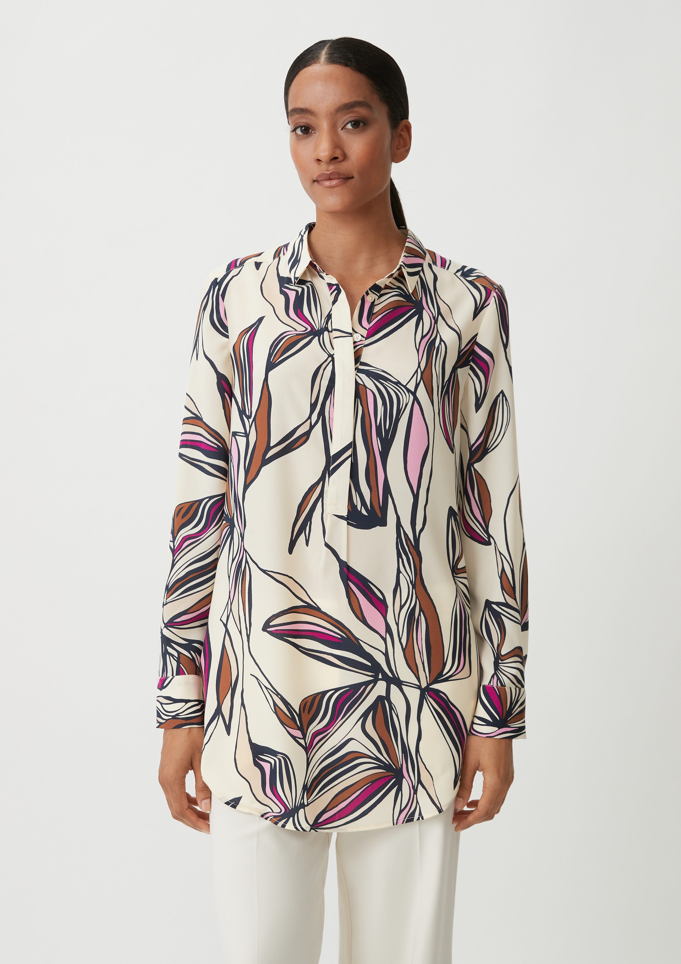 Comma Langarmbluse Longbluse Mit Alloverprint