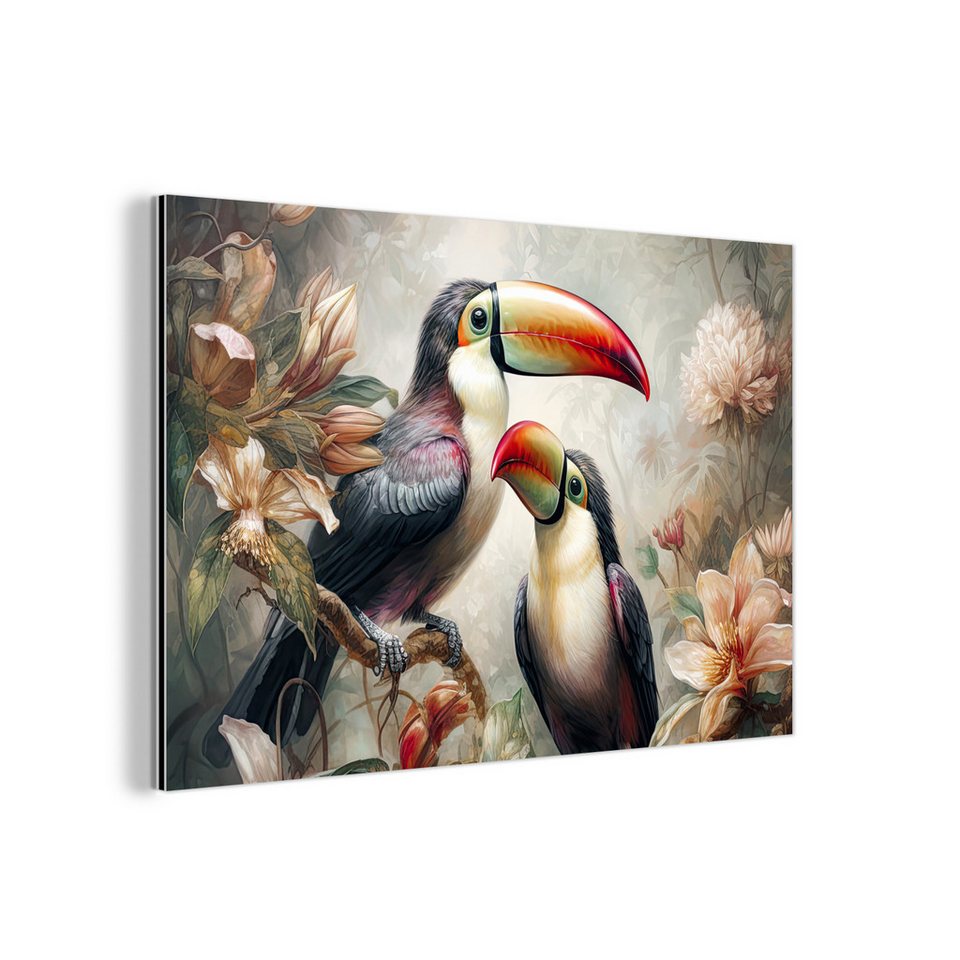 Muchowow Metallbild Tukan Vögel Blumen Dschungel Fotodruck 1 St