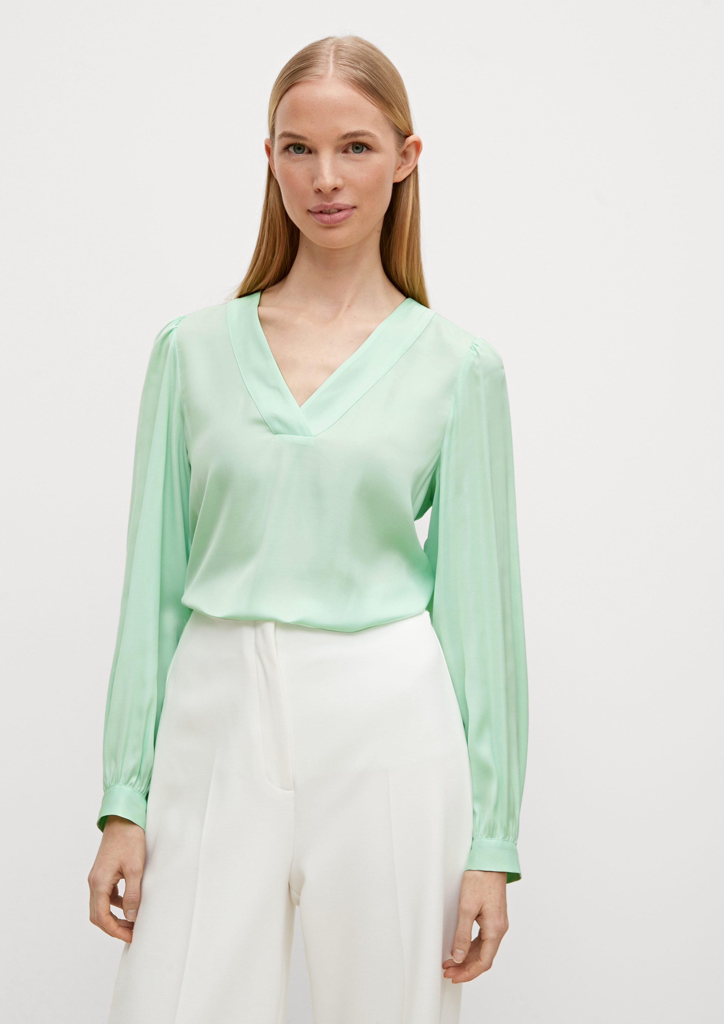 Comma Langarmbluse Bluse Aus Viskosemix Raffung Leicht Hochwertig
