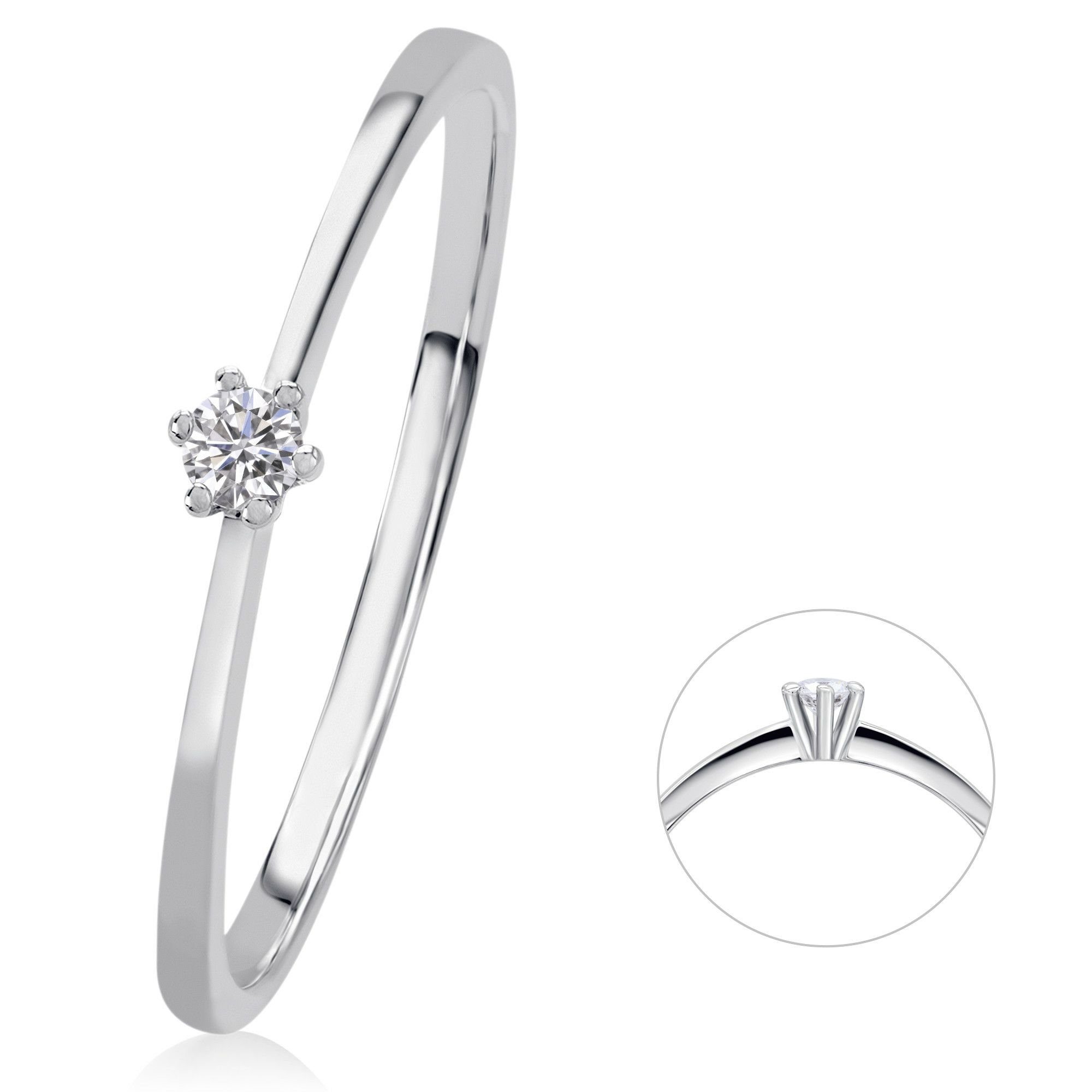 ONE ELEMENT Diamantring 0,05 ct Diamant Brillant Ring aus 585 Weißgold, Damen Gold Schmuck