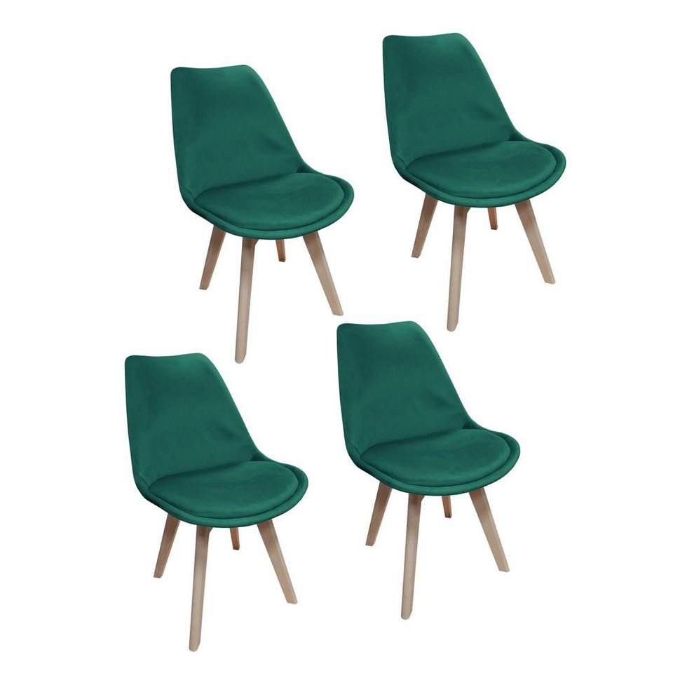 Hti Living Esszimmerstuhl Stuhl Atlanta Velvet Grün Set 4 St