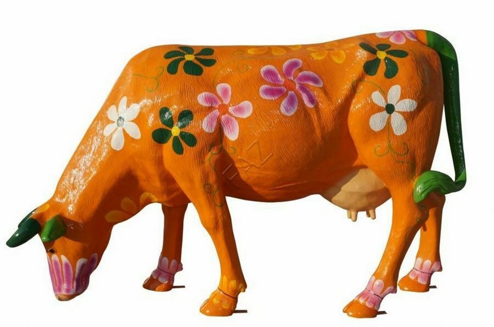 Jvmoebel Dekoobjekt Design Figur Kuh Blumen Statue Skulptur Figuren