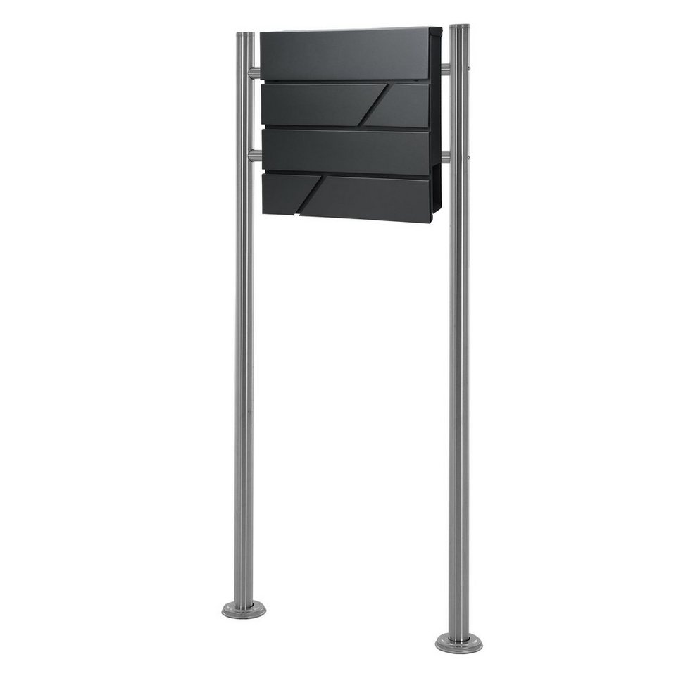 Ml Design Standbriefkasten Mit Zeitungsfach Anthrazit 37x11x37 Cm