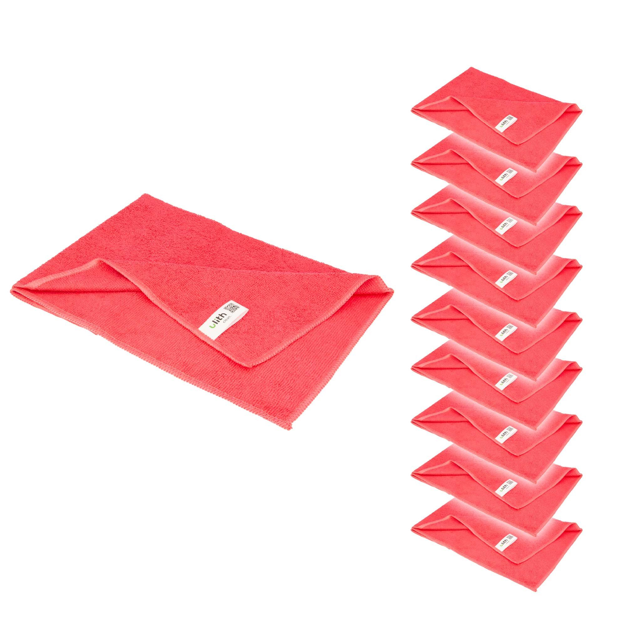 Ulith Clean-Basic Microfasertuch (10 Stück), 40 x 40 cm, Rot, 210 GSM ...