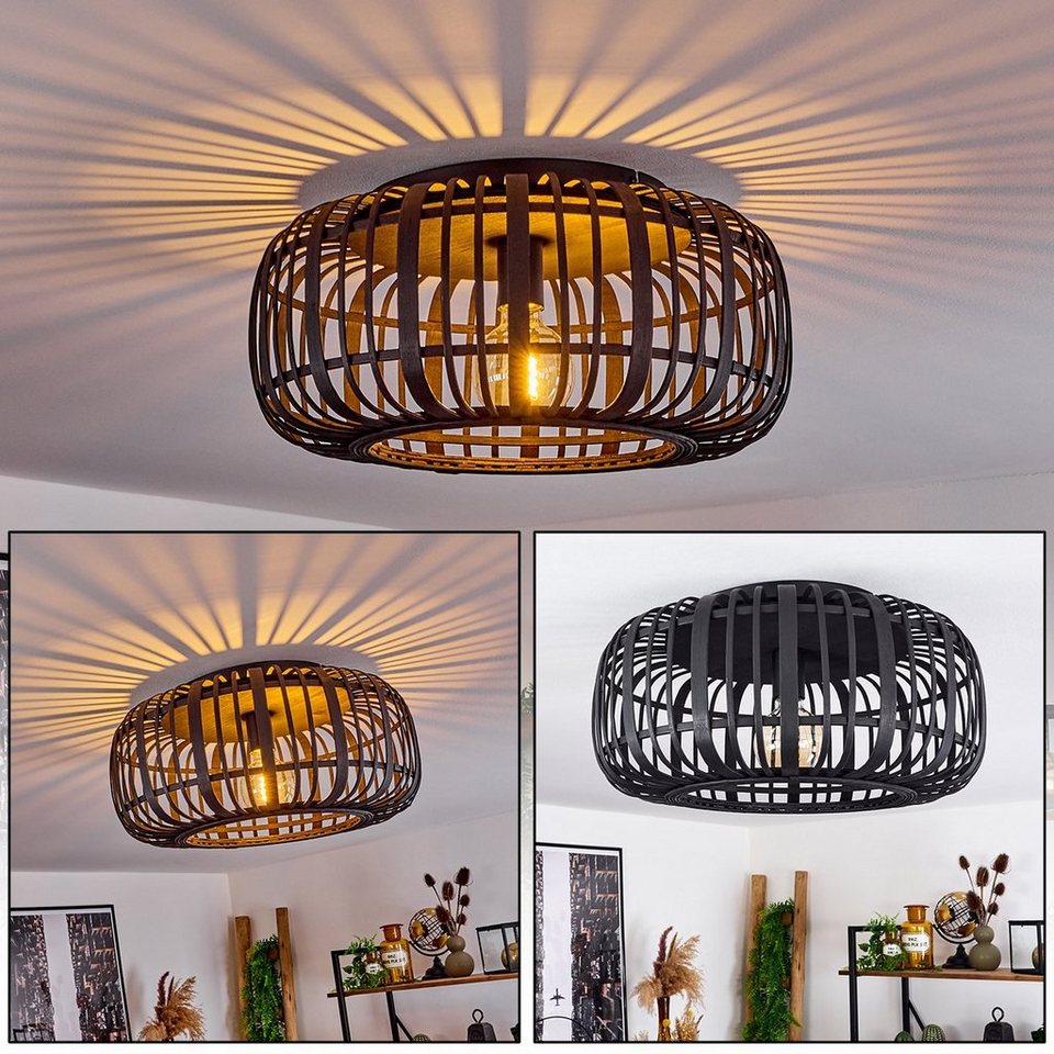 Hofstein Deckenleuchte Daone Deckenlampe Aus Bambusmetall In
