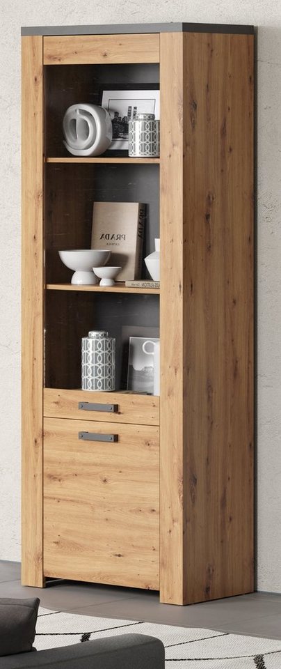 Trendteam Vitrine Follow Große Stauraumvitrine In Eiche Artisan Mit