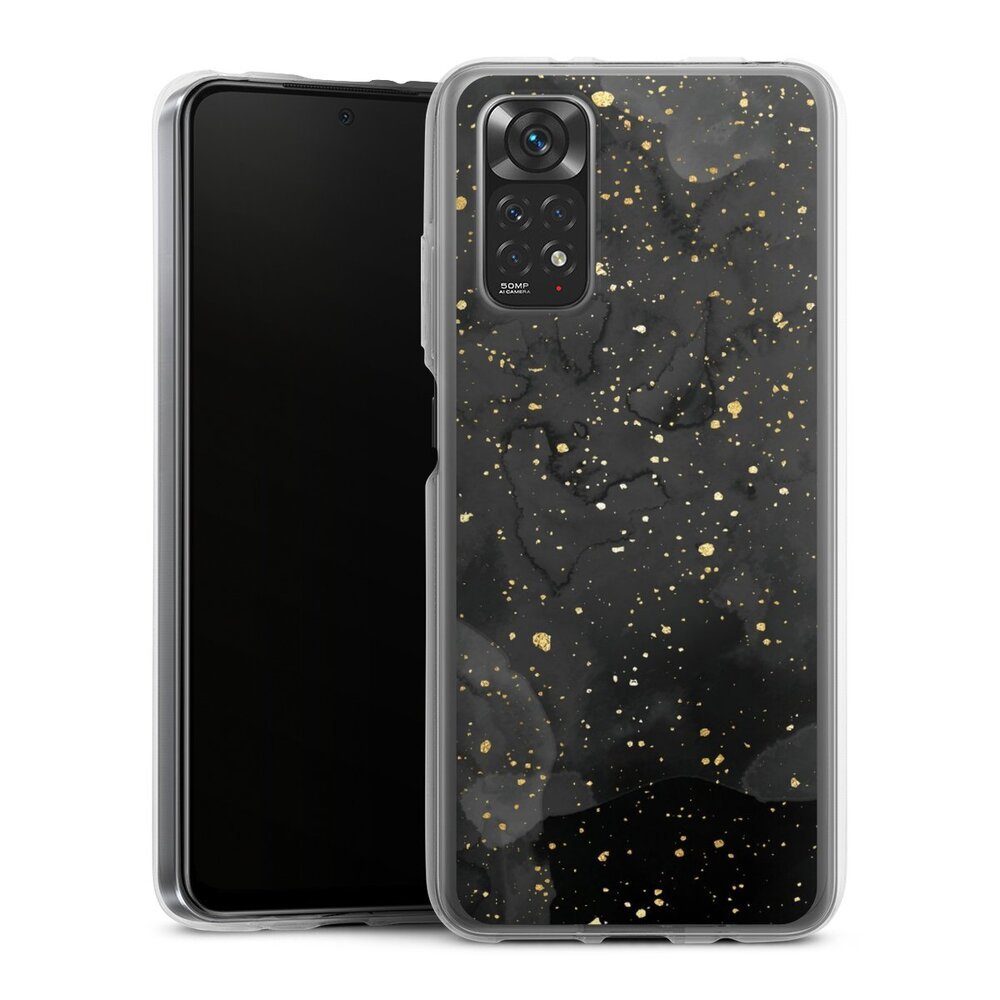 Deindesign Handyhülle Marmor Glitzer Look Gold And Kupfer Marble Black