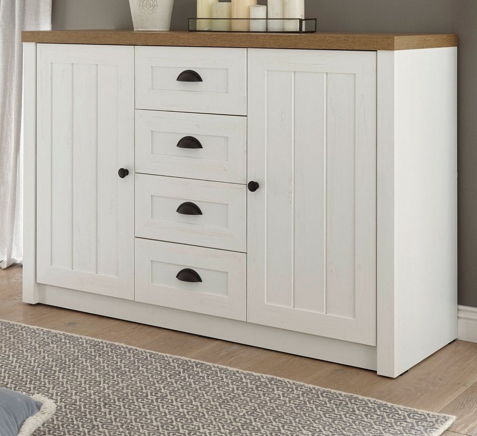 Imv Sideboard Seyne Anrichte In Weiß Pinie Mit Eiche Hell 130 X 88 Cm