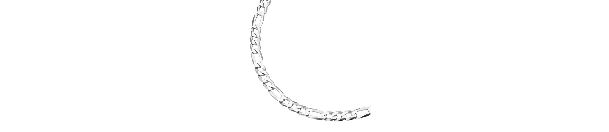 Smart Jewel Silberkette »Figarokette 3/1 diamantiert, massiv, Silber ...