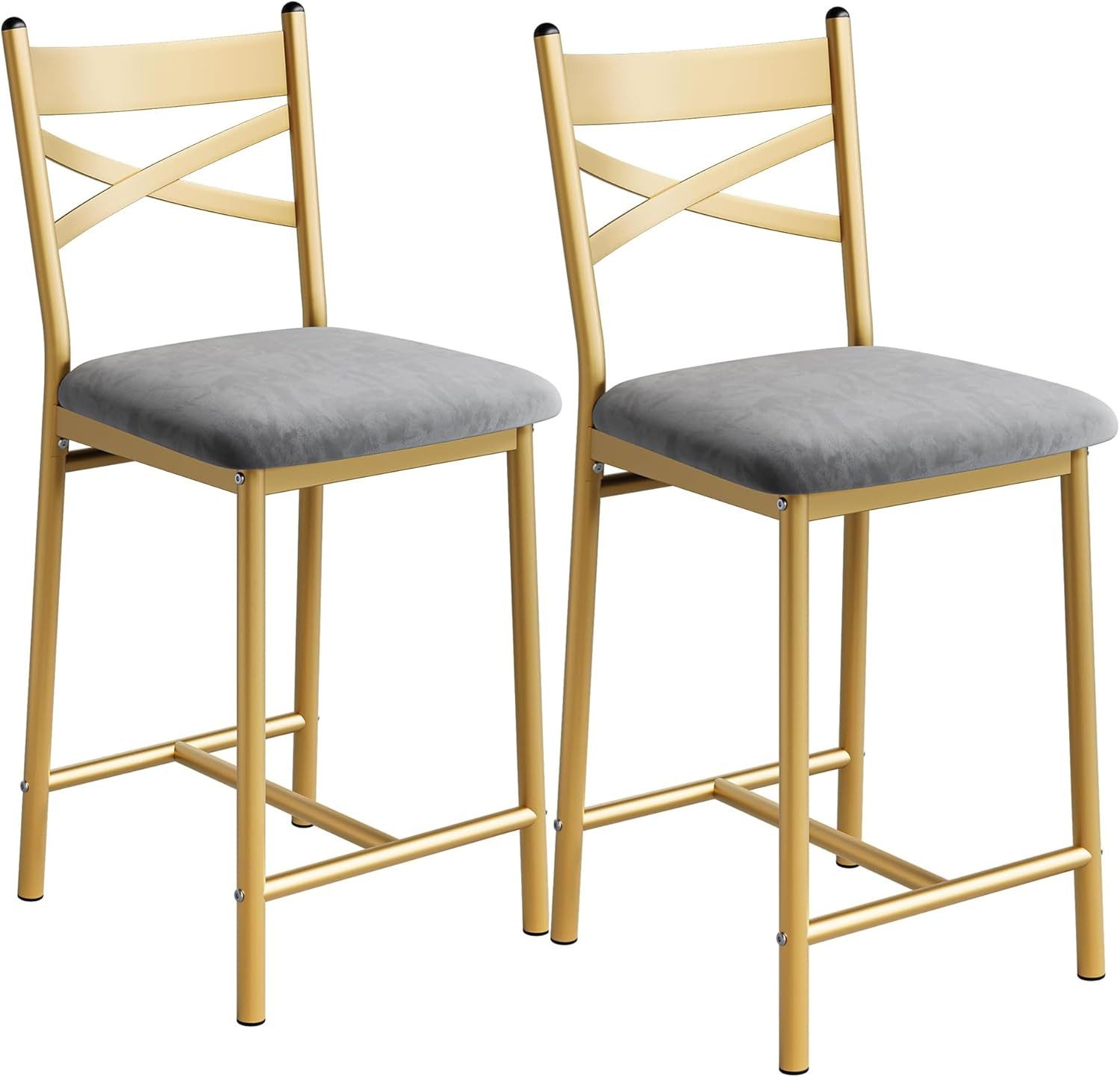 GarveeMore Badhocker Bar Hocker Set von 2, Counter Höhe mit PU Polstersitz
