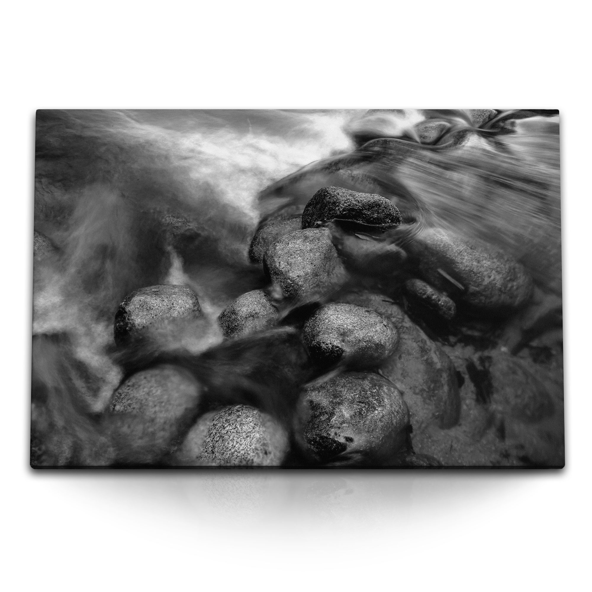 Sinus Art Leinwandbild 120x80cm Wandbild auf Leinwand Felsenstrand Meer Ozean Schwarz Weiß Fo ...
