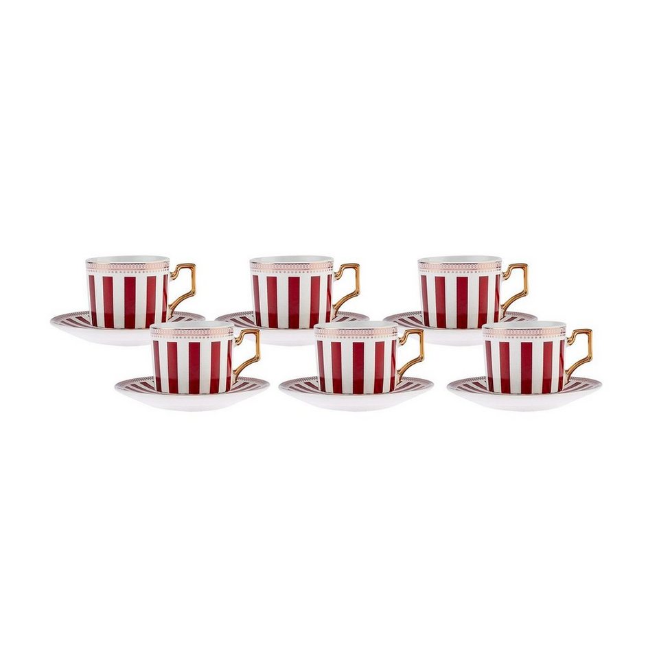 Karaca Kaffeeservice Karaca Jolly Red Bold Line 6 Kaffeetassen Set 100