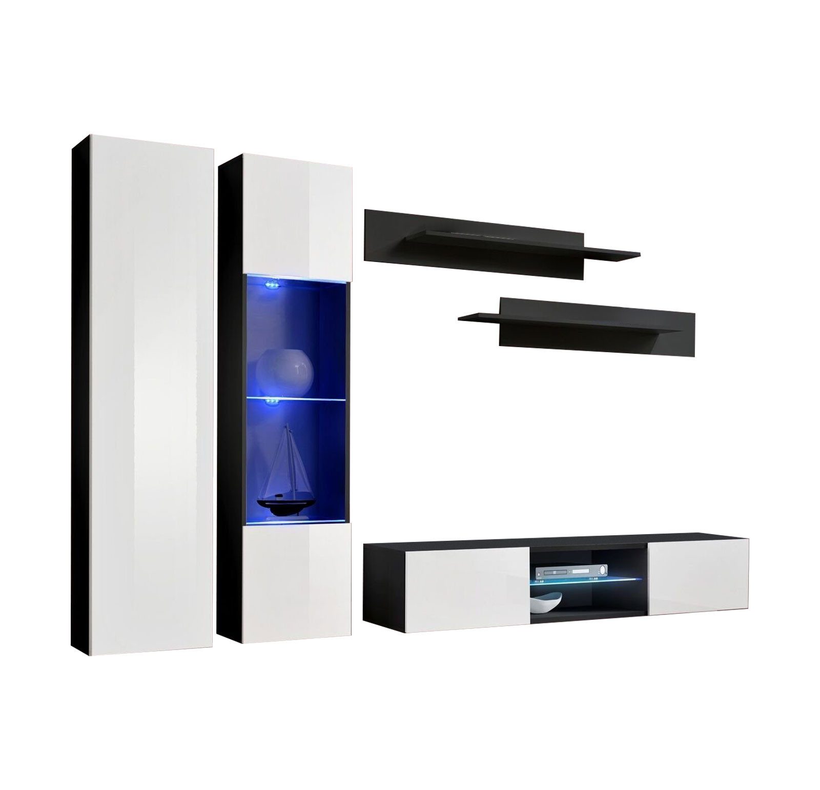 Jvmoebel Wohnzimmer Set Wohnwand Set 5tlg Wohnzimmer Rtv Regal Modern