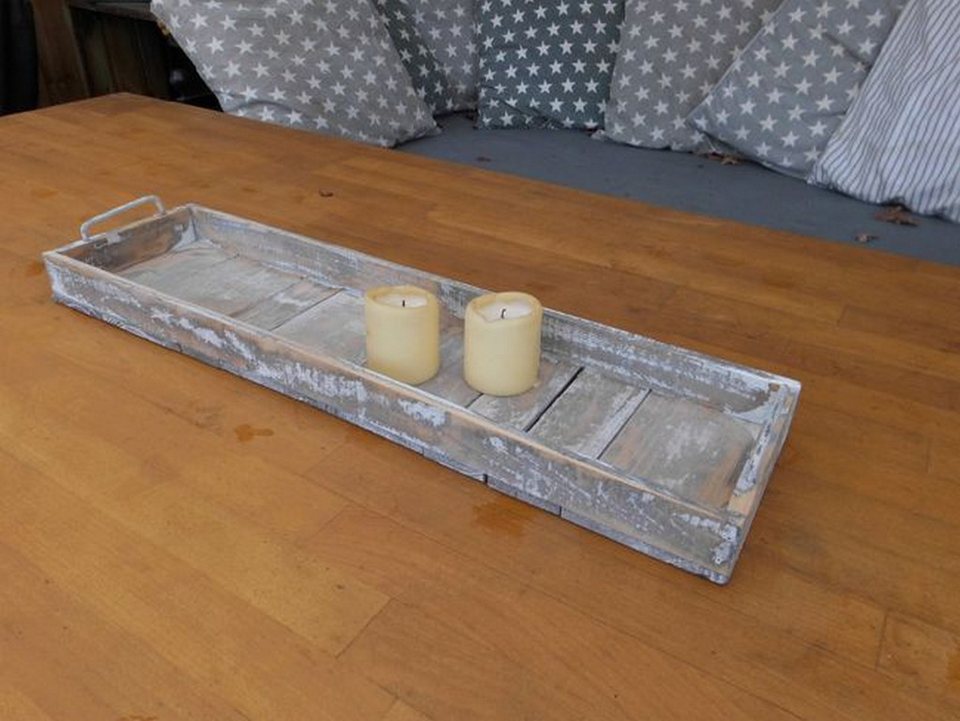 Deko Impression Dekotablett Großes Rustikales Deko Tablett Holz Shabby