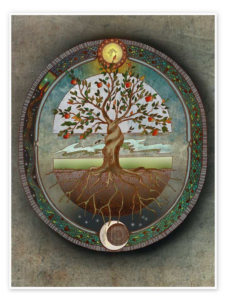 Posterlounge Poster Brenda Erickson Orobouros Baum Des Lebens