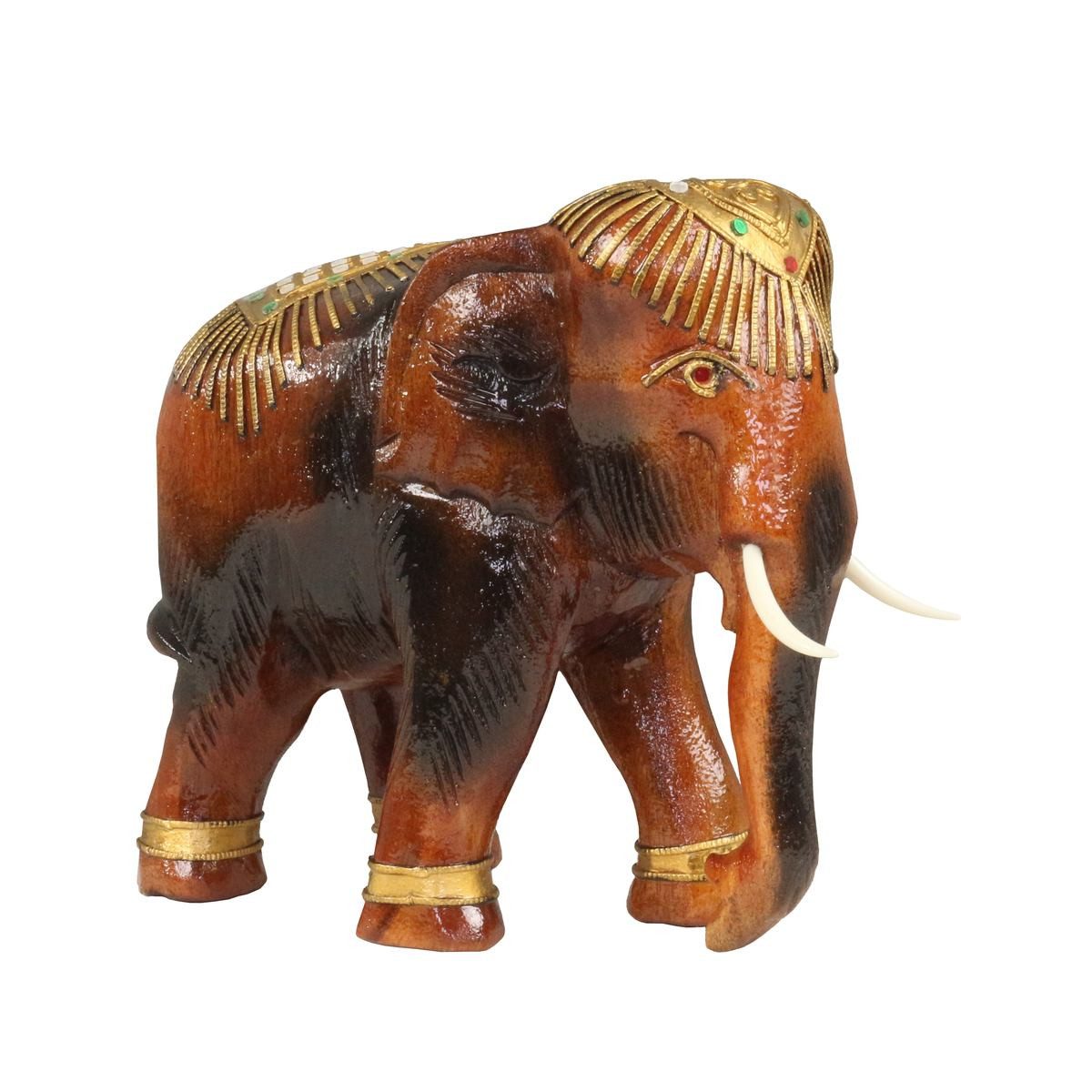 Oriental Galerie Dekofigur Elefant Skulptur Rüssel Unten Mit Steinen