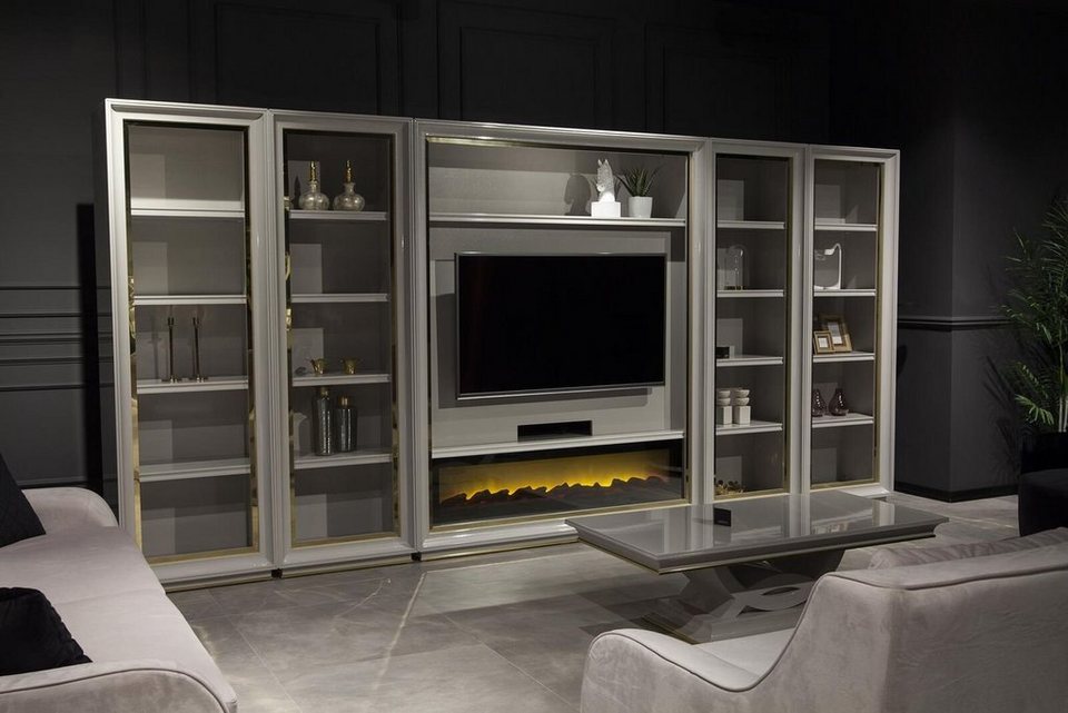 Jvmoebel Wohnwand Wohnwand Schrank Wohnwände Design Möbel Kamin