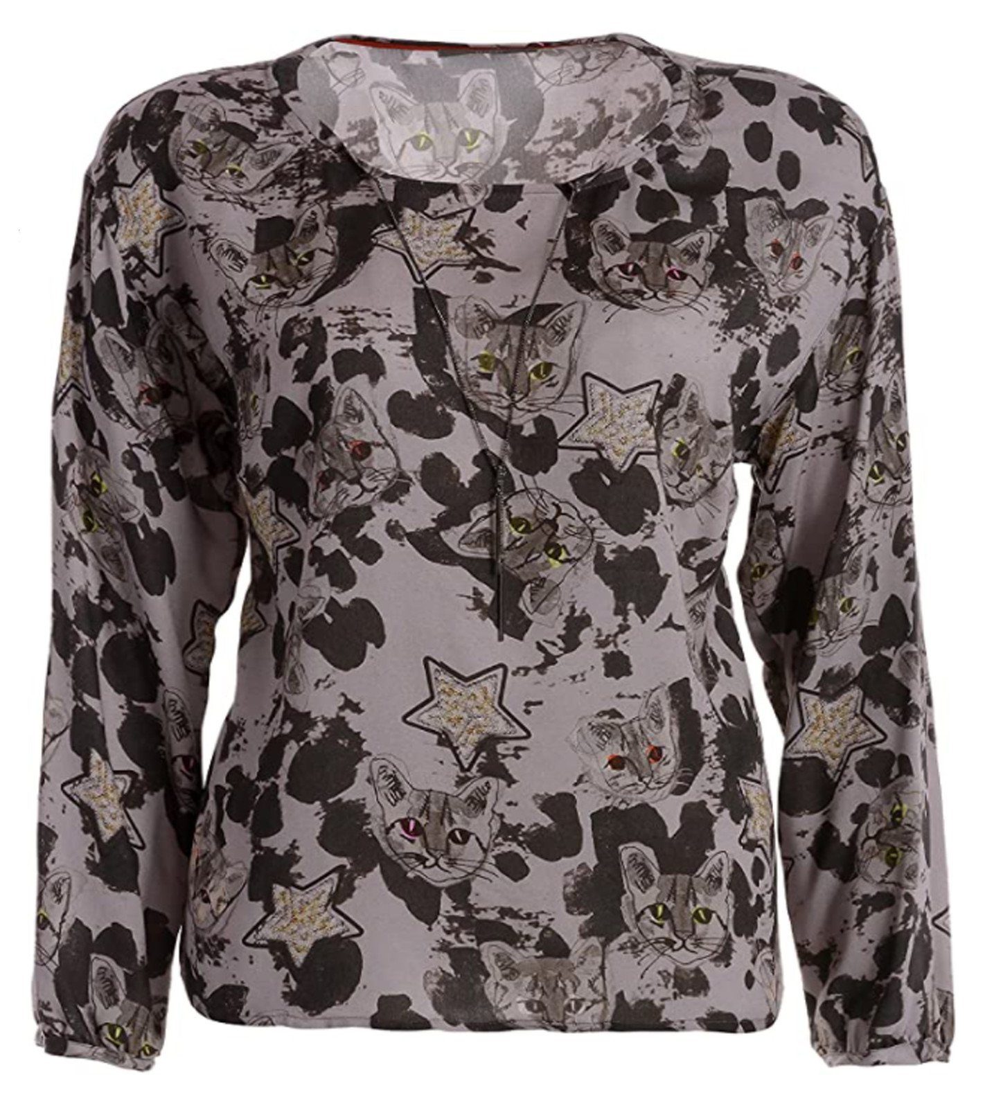 Tuzzi Langarmbluse Tuzzi Langarm Bluse Witziges Damen Katzen Shirt Mit