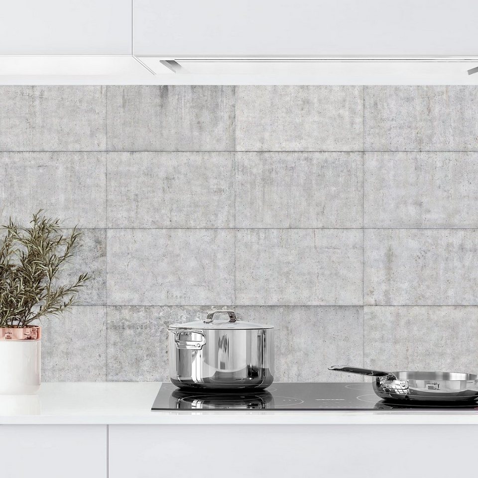 Bilderdepot24 Küchenrückwand Grau Dekor 3d Optik Muster Steinoptik