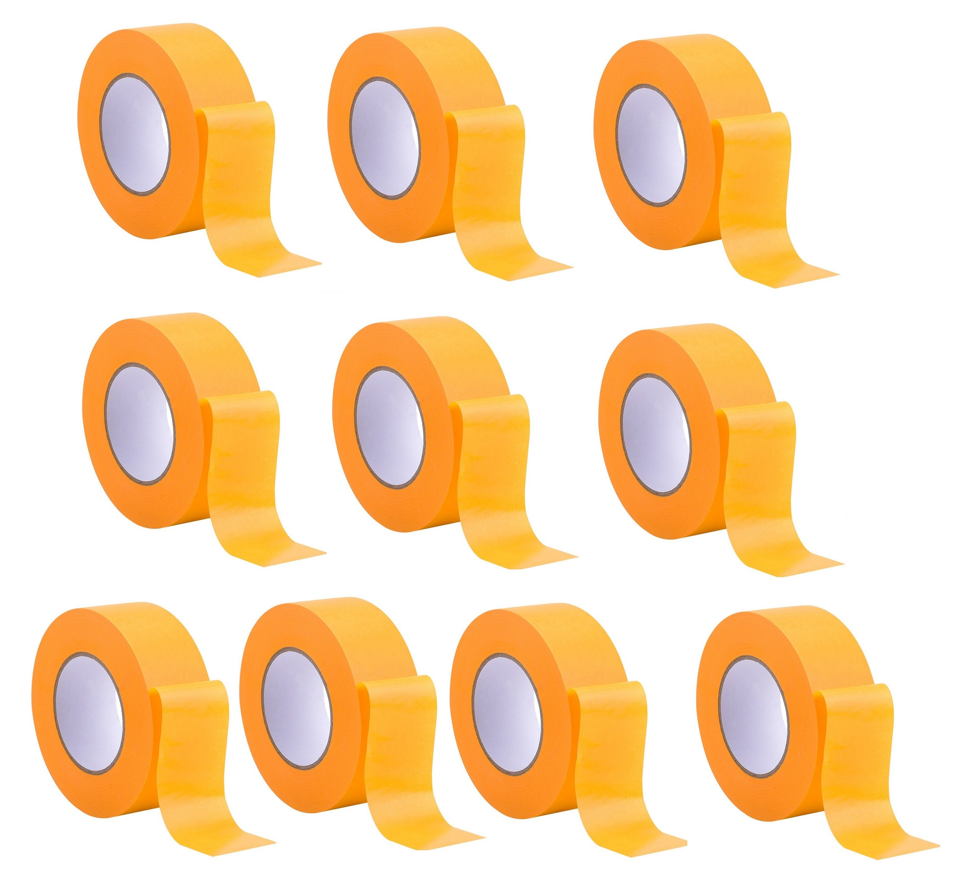 BAYLI Kreppband 10 x Rollen - Profi Goldband Klebeband 50 m Rolle x 50 mm - Malerband