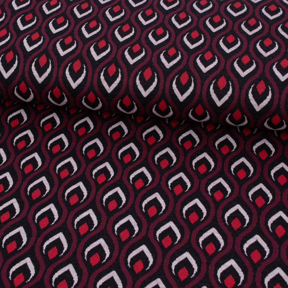 SchÖner Leben Stoff Viskose Strickstoff Jacquard Jersey Retro Rot