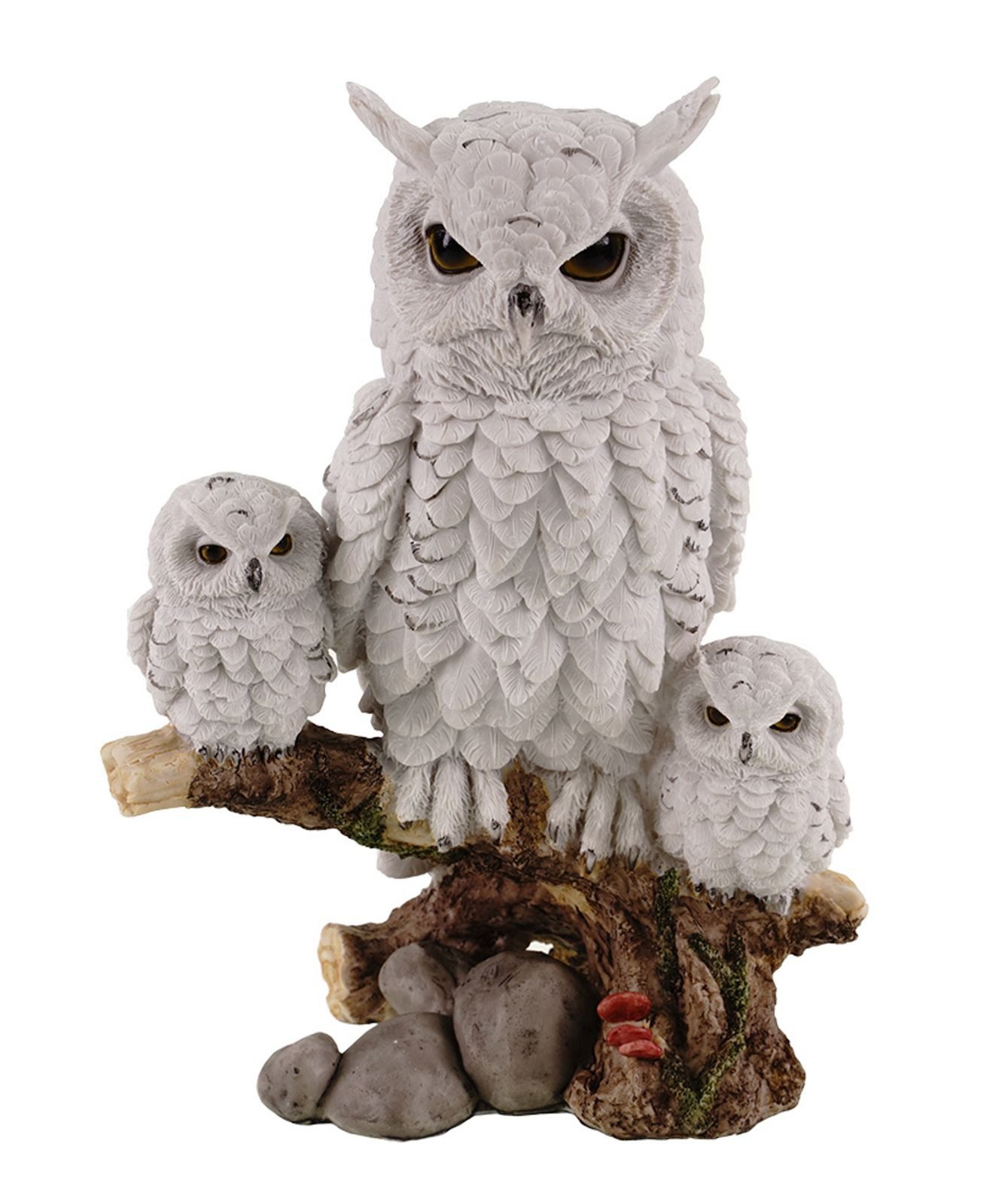 Kremers Schatzkiste Dekofigur Dekofigur Eule mit 2 Kücken weiß - Skulptur 24 cm Deko Figur Geschenk
