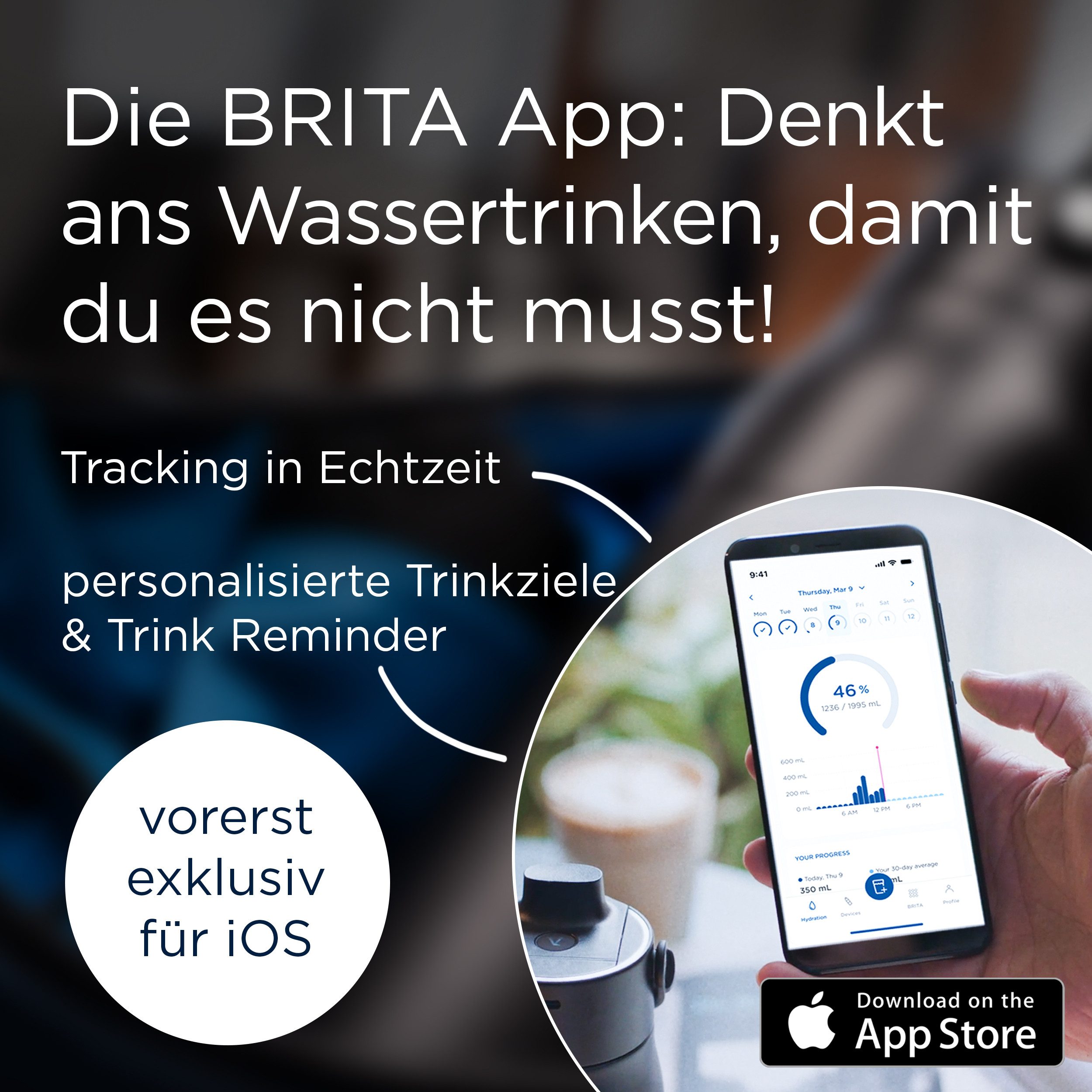 BRITA Trinkflasche BRITA LARQ iQ Digitale Filter Trinkflasche (680 ml ...