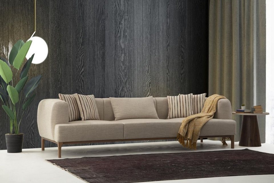 Jvmoebel 3 Sitzer Dreisitzer Sofa 3 Sitzer Sofas Beige Stoff Modern