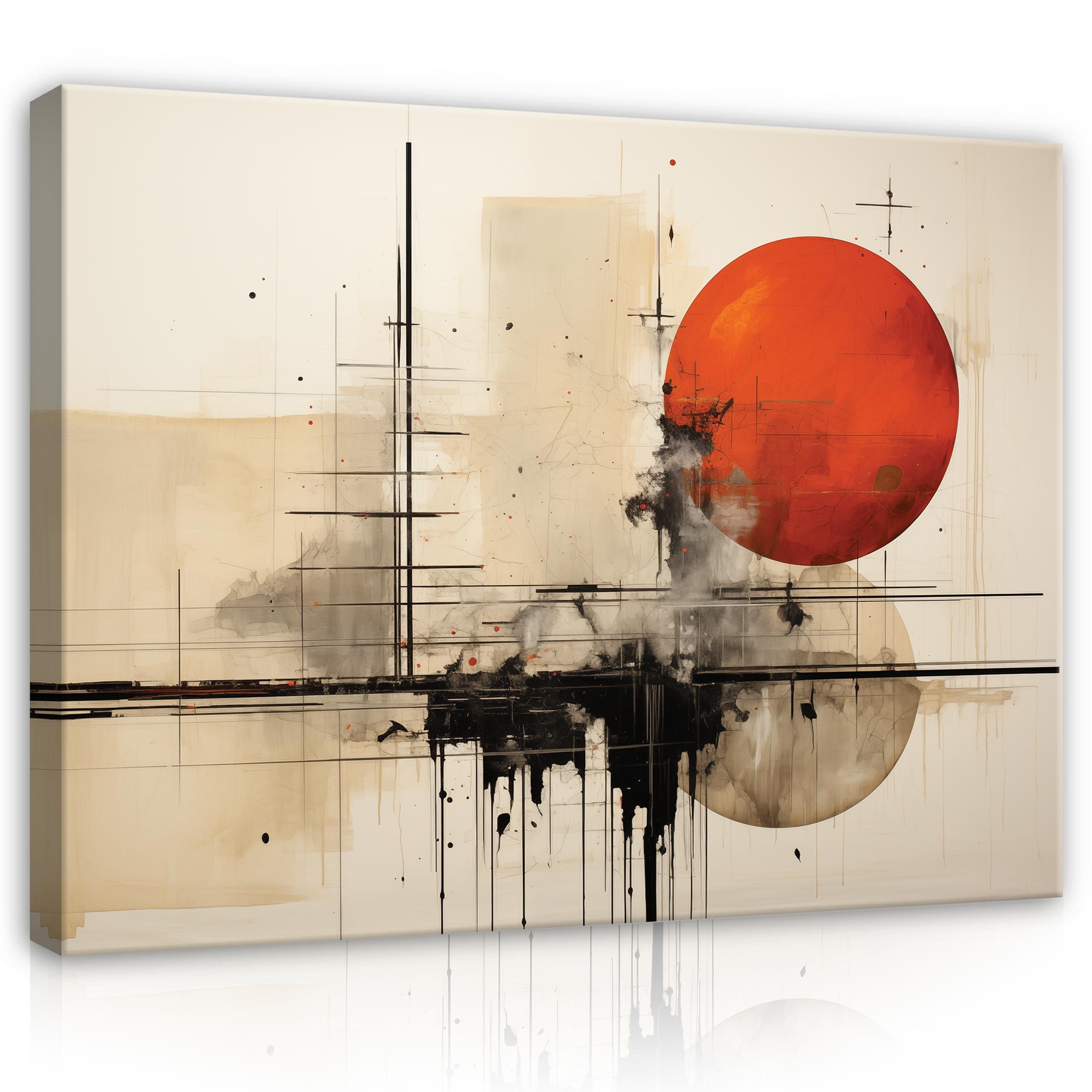 Wallarena Leinwandbild Abstrakt Beige Rot Wandbilder Wand Deko XXL Wandbild Modern, Abstrakt ...