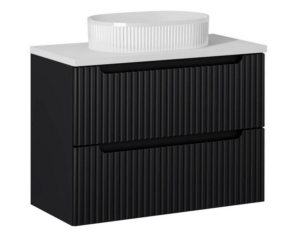 Einfachgutemoebel Waschtisch Set Bad Waschplatz Iluna Black 80cm