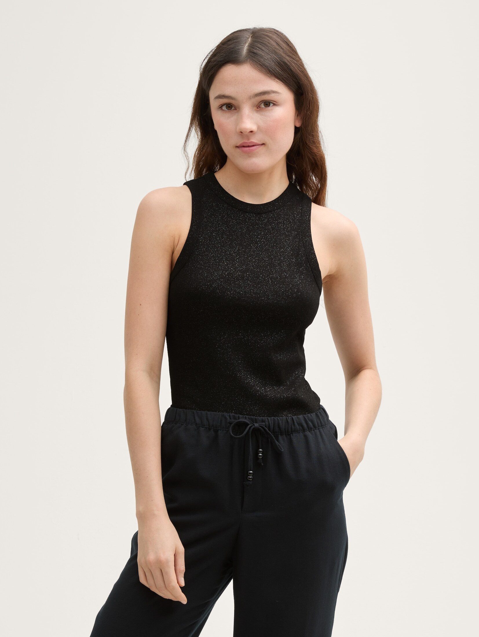 TOM TAILOR Denim Trägertop Coated Ripp Top mit Glitzer-Effekt Coated ...