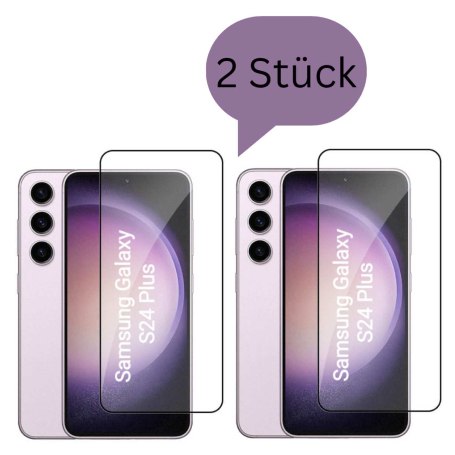 CLM-Tech Displayschutzglas 2x Schutzfolie für Samsung Galaxy S24 Plus Panzerfolie kristallklar ...