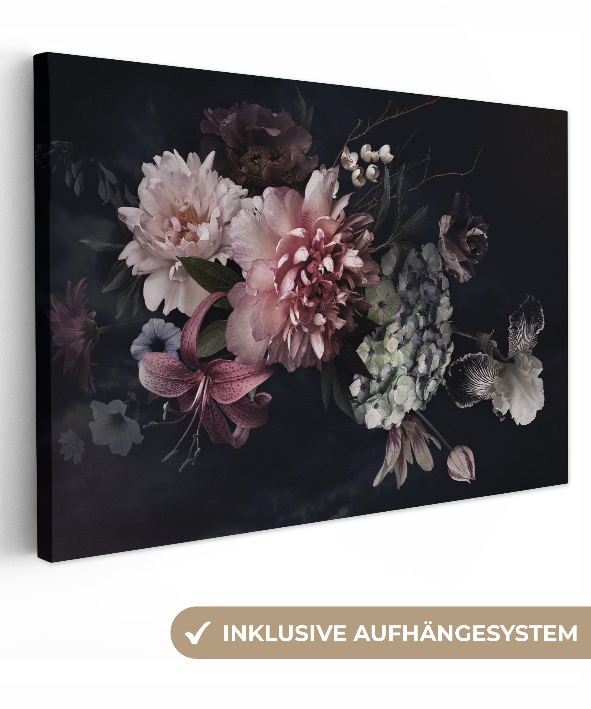 Onemillioncanvasses® Leinwandbild Blumen Vintage Pastell Rosa