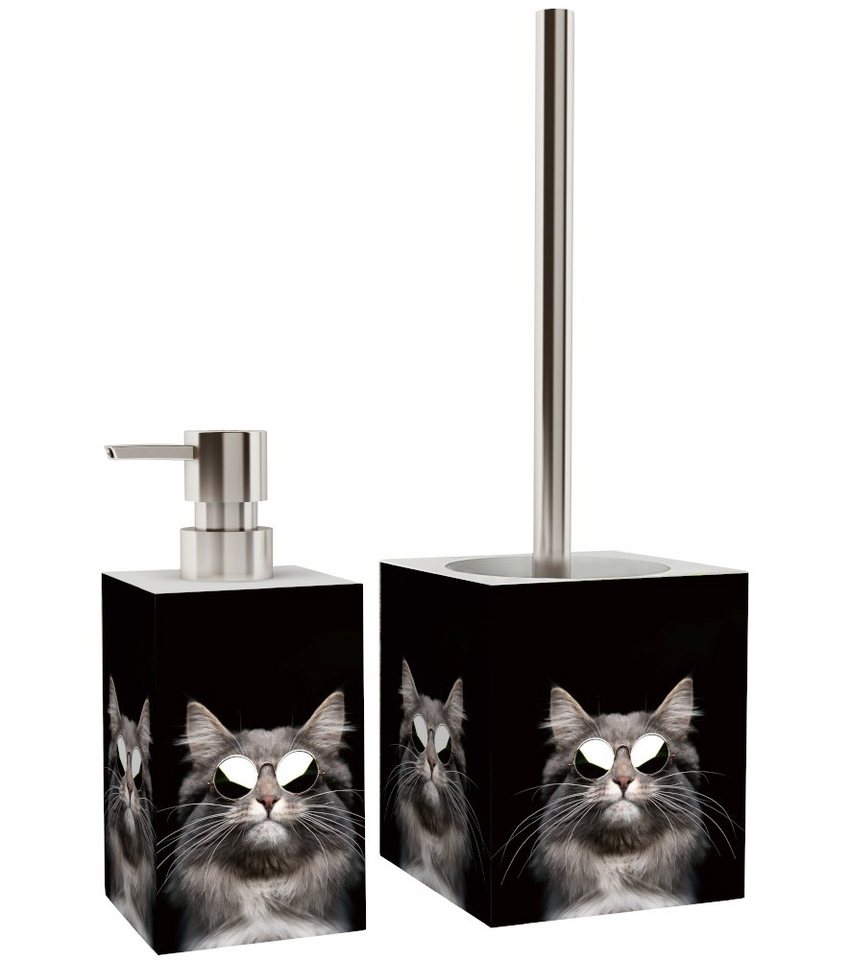 Sanilo Badaccessoire Set Cool Cat Wc Bürste Und Seifenspender 2 Tlg
