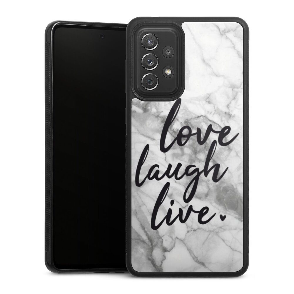 Deindesign Handyhülle Marmor Sprüche Liebe Love Laugh Live Marmor